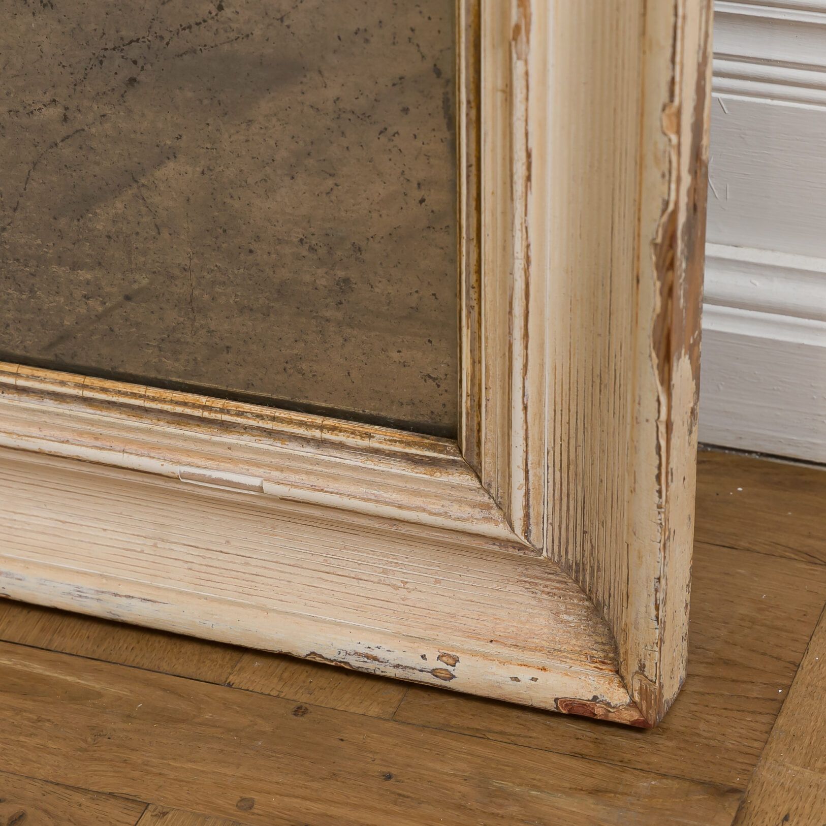 French Rustic Painted Mirror - H163cm - Pure White Lines