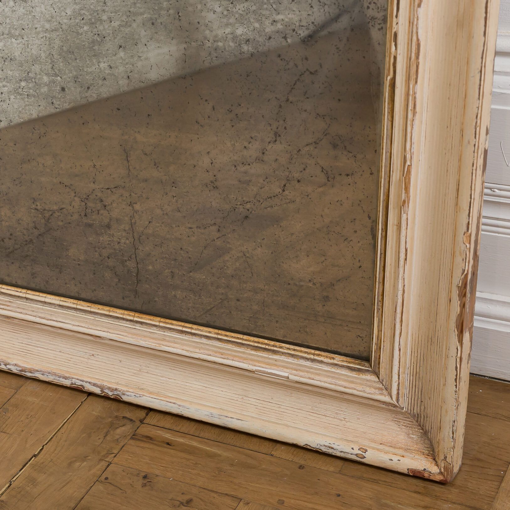 French Rustic Painted Mirror - H163cm - Pure White Lines