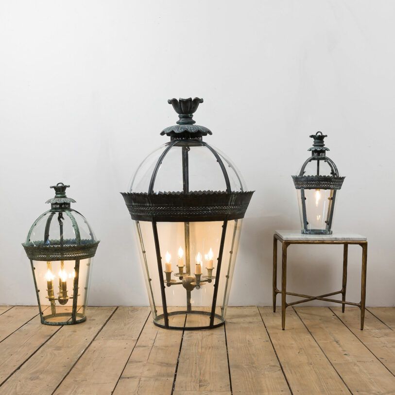 Small Bronze Verdigris Byron Lantern - hanging lantern in verdigris