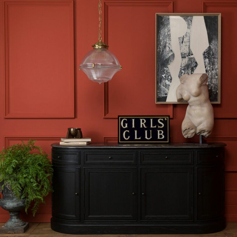Hand Painted Gold Leaf Blue 'Girls Club' Sign - glass girls club sign