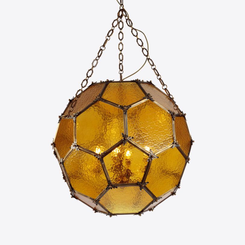 Elegant Large Amber Architectural Lantern for Modern Spaces