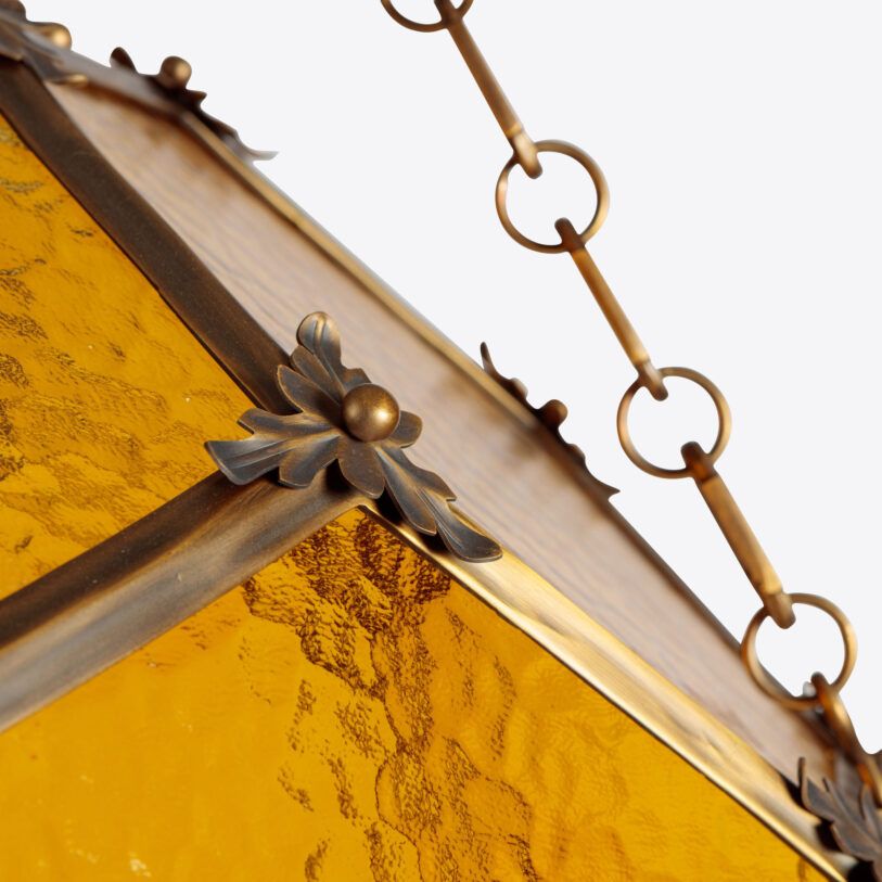 Elegant Large Amber Architectural Lantern for Modern Spaces