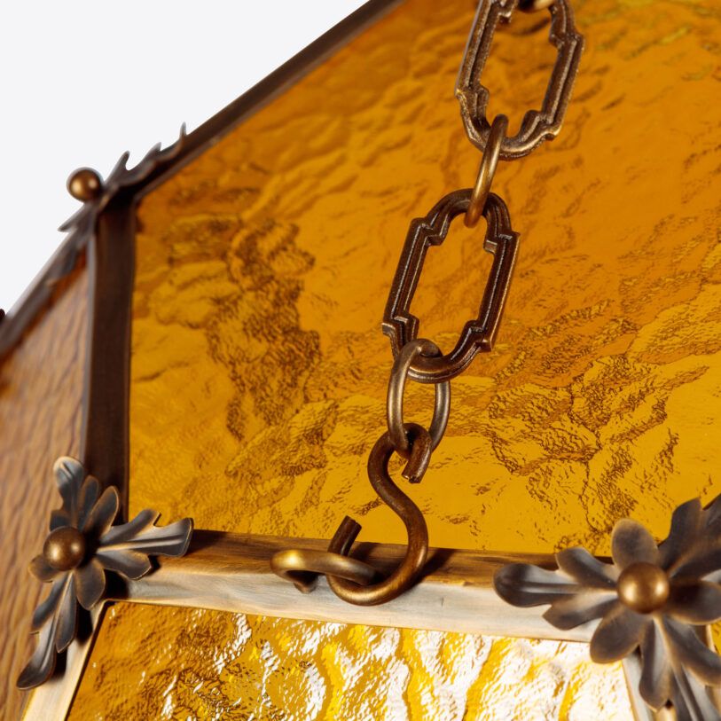 Elegant Large Amber Architectural Lantern for Modern Spaces