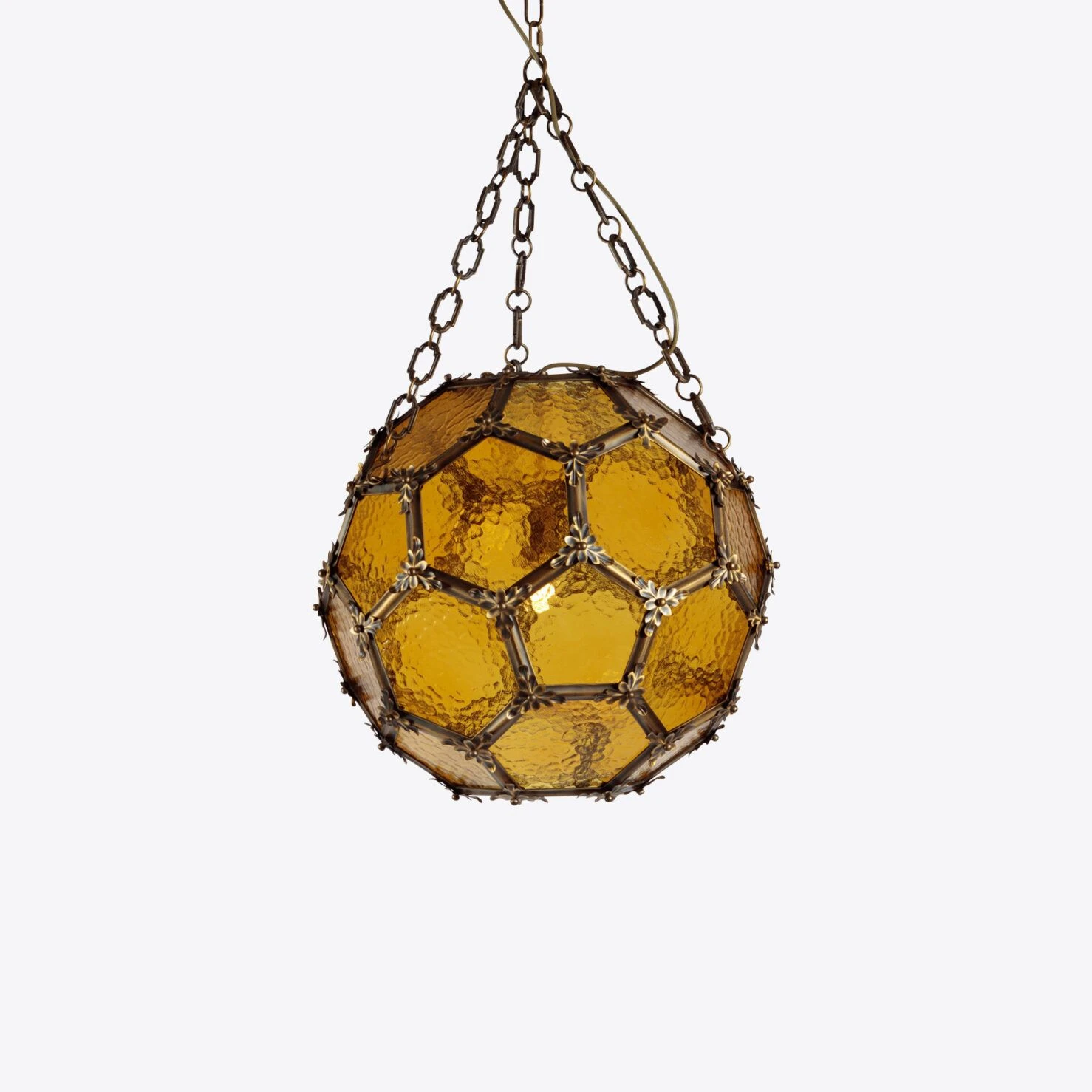 Small Amber Architectural Lantern - geometric hanging lantern