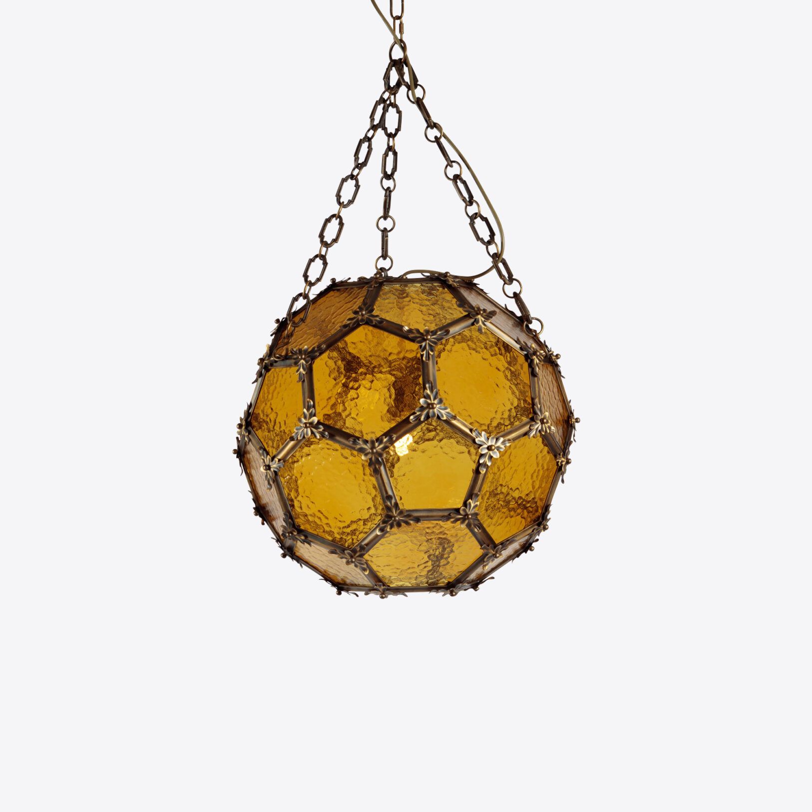 Small Amber Architectural Lantern - geometric hanging lantern