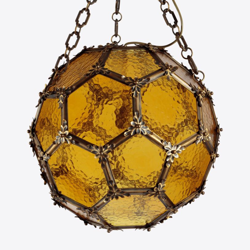 Small Amber Architectural Lantern - geometric hanging lantern