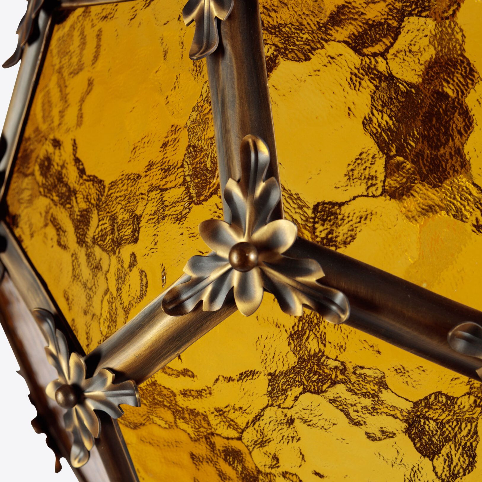 Small Amber Architectural Lantern - geometric hanging lantern