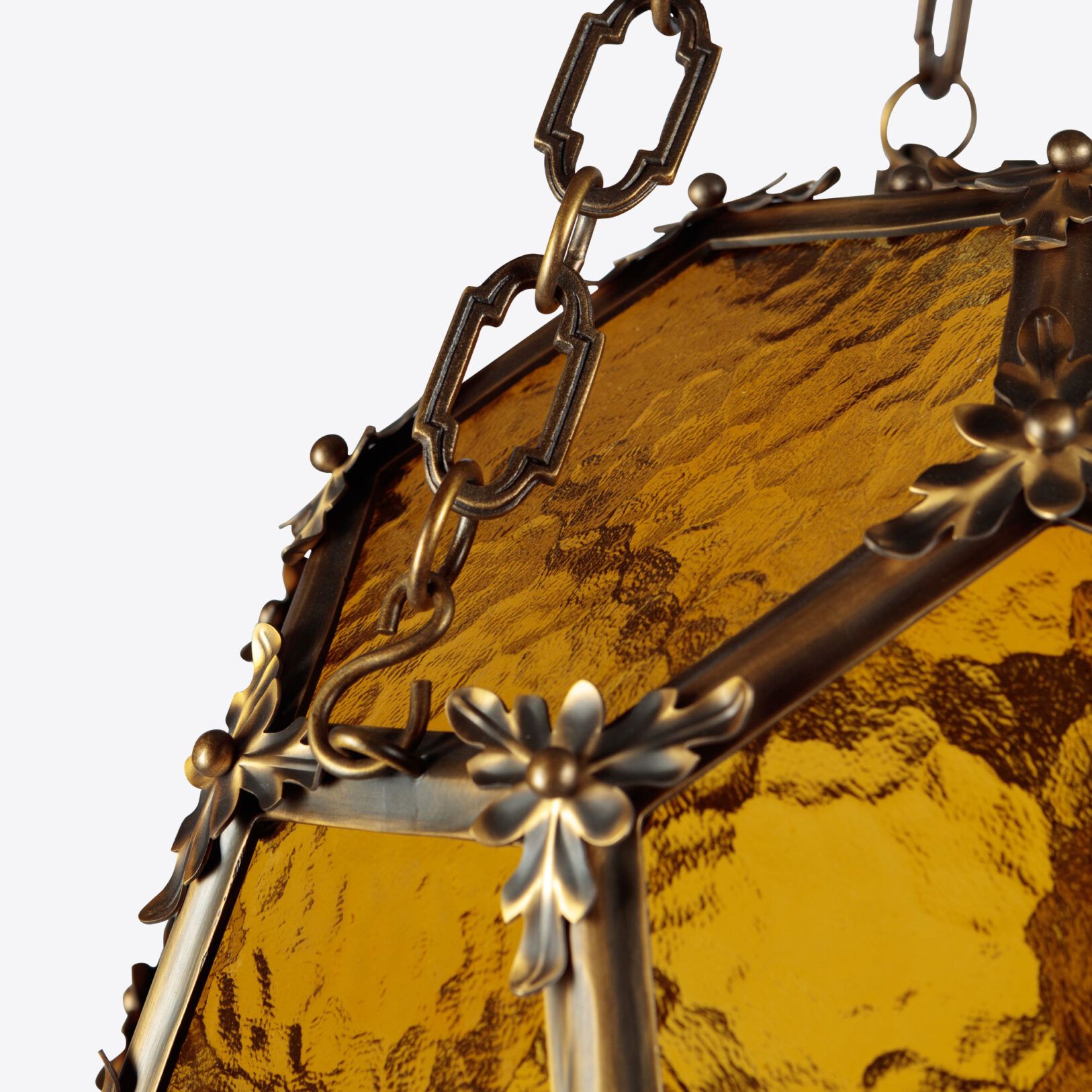Small Amber Architectural Lantern - geometric hanging lantern