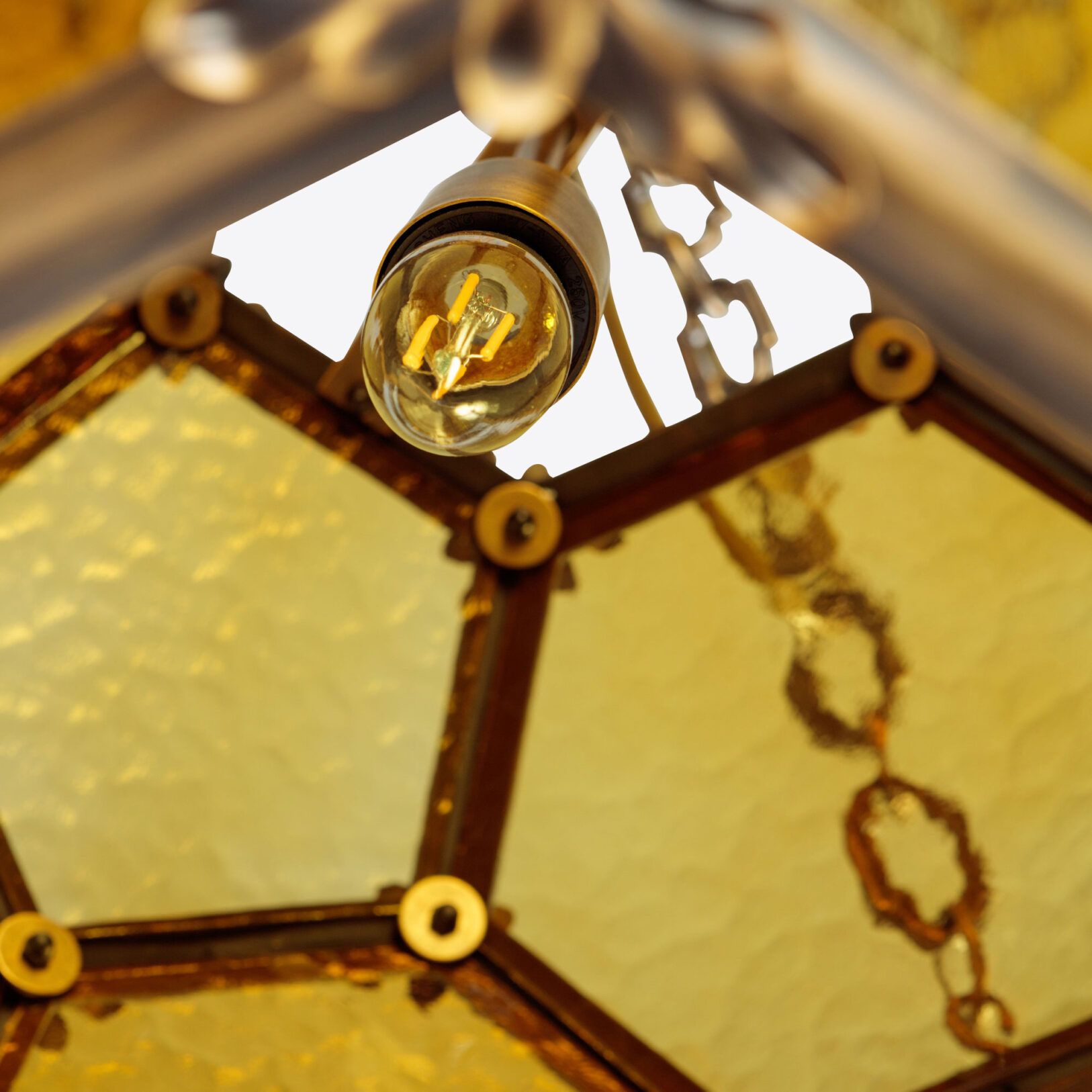 Small Amber Architectural Lantern - geometric hanging lantern