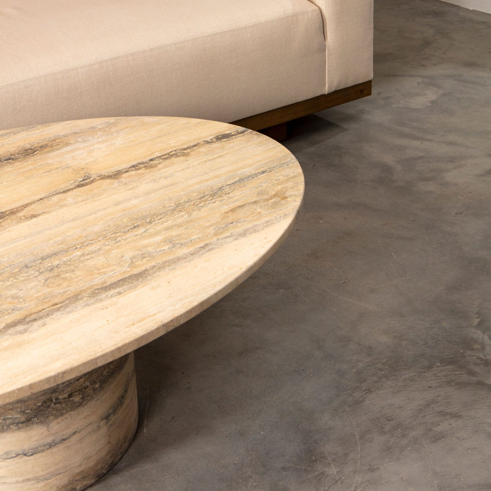 Argent Travertine Coffee Table - oval coffee table