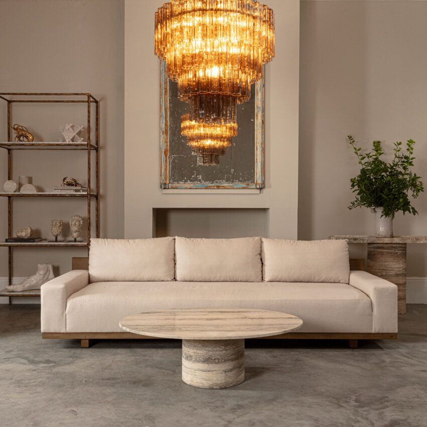 Argent Travertine Coffee Table - oval coffee table