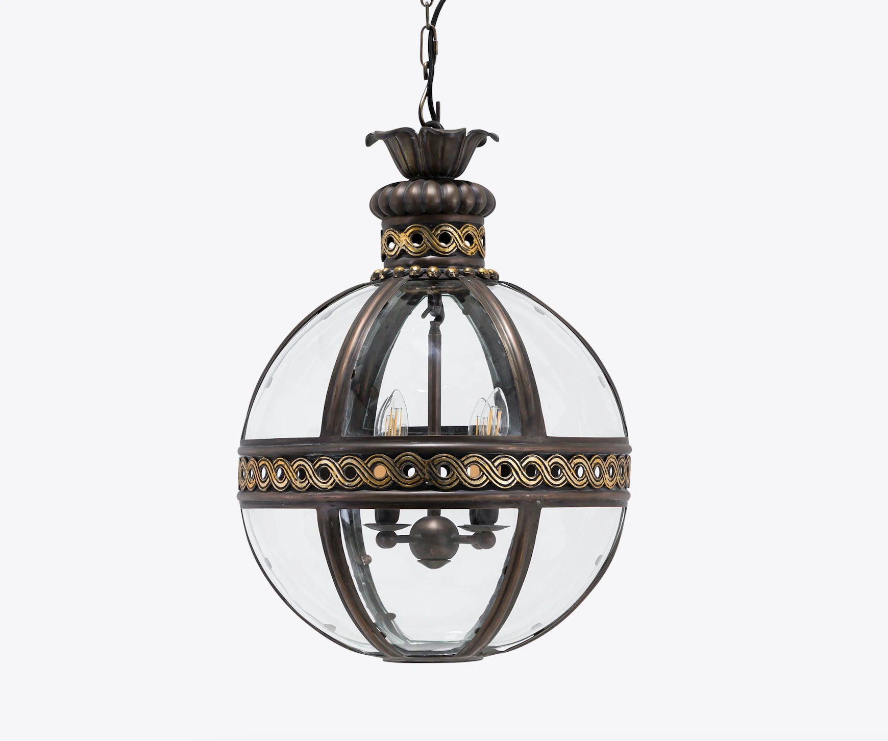 Medium Dante Hanging Globe - Pure White Lines